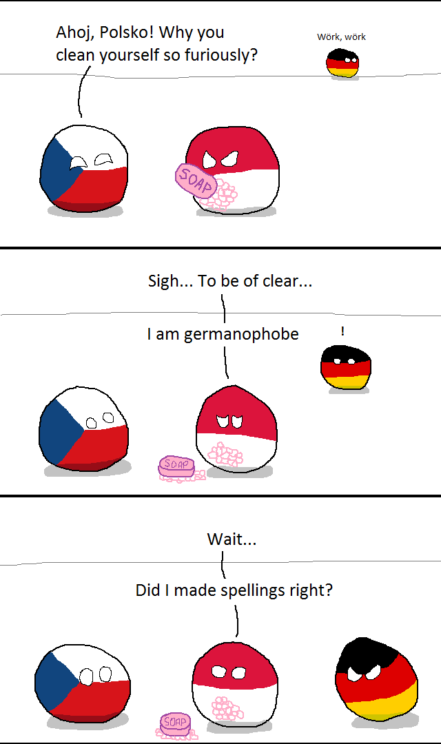 Polandball afraid of Germs.